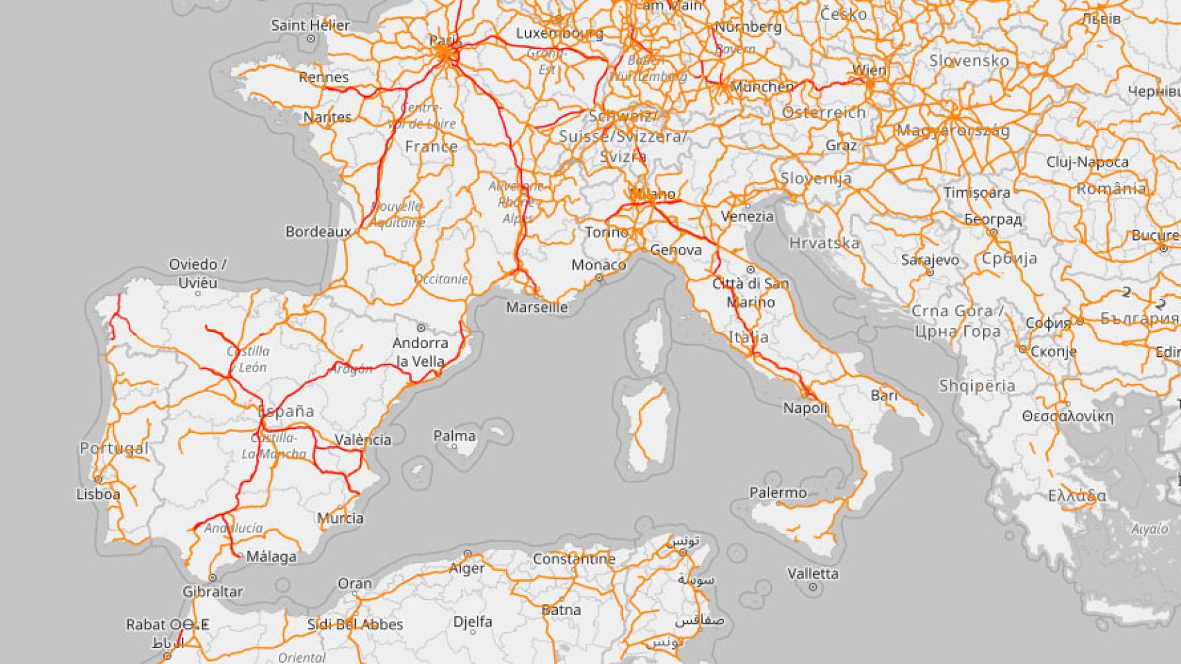 Todas las líneas de tren del mundo en un mapa: el Google Maps de los trenes