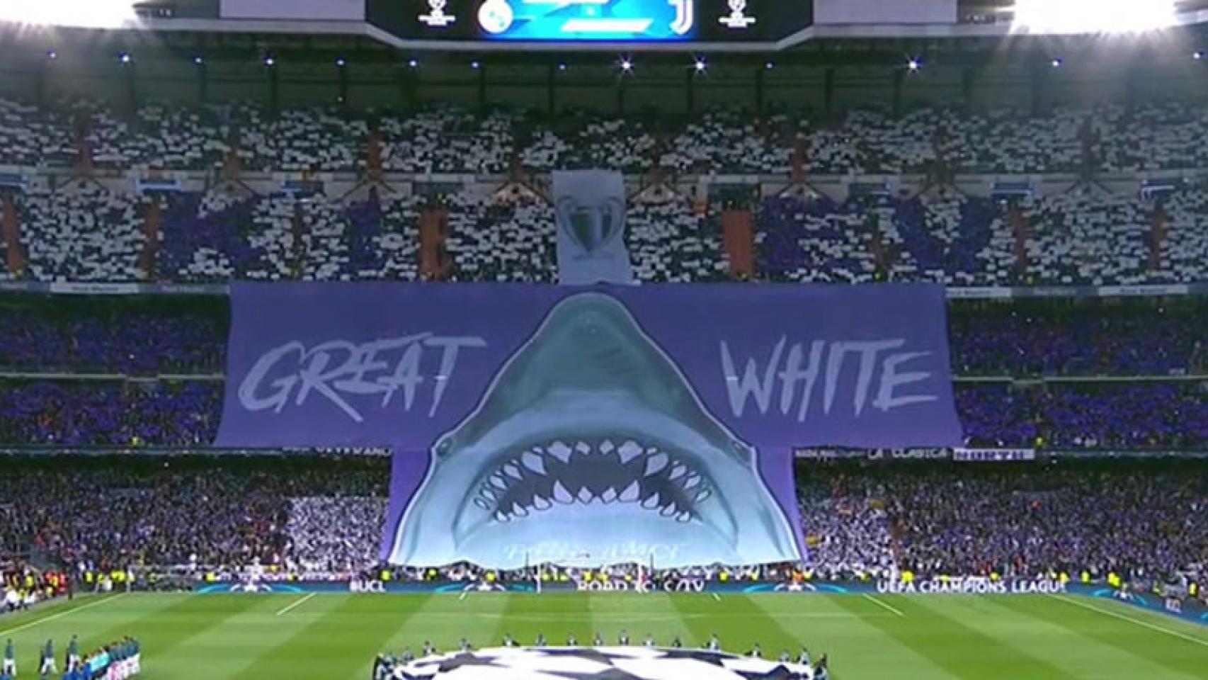 Así fue el tifo de la Grada Fans RMCF ante la Juventus