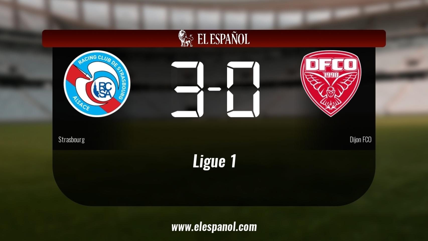 Strasbourg 3 - 0 Dijon FCO: El Strasbourg venció en su estadio al Dijon FCO