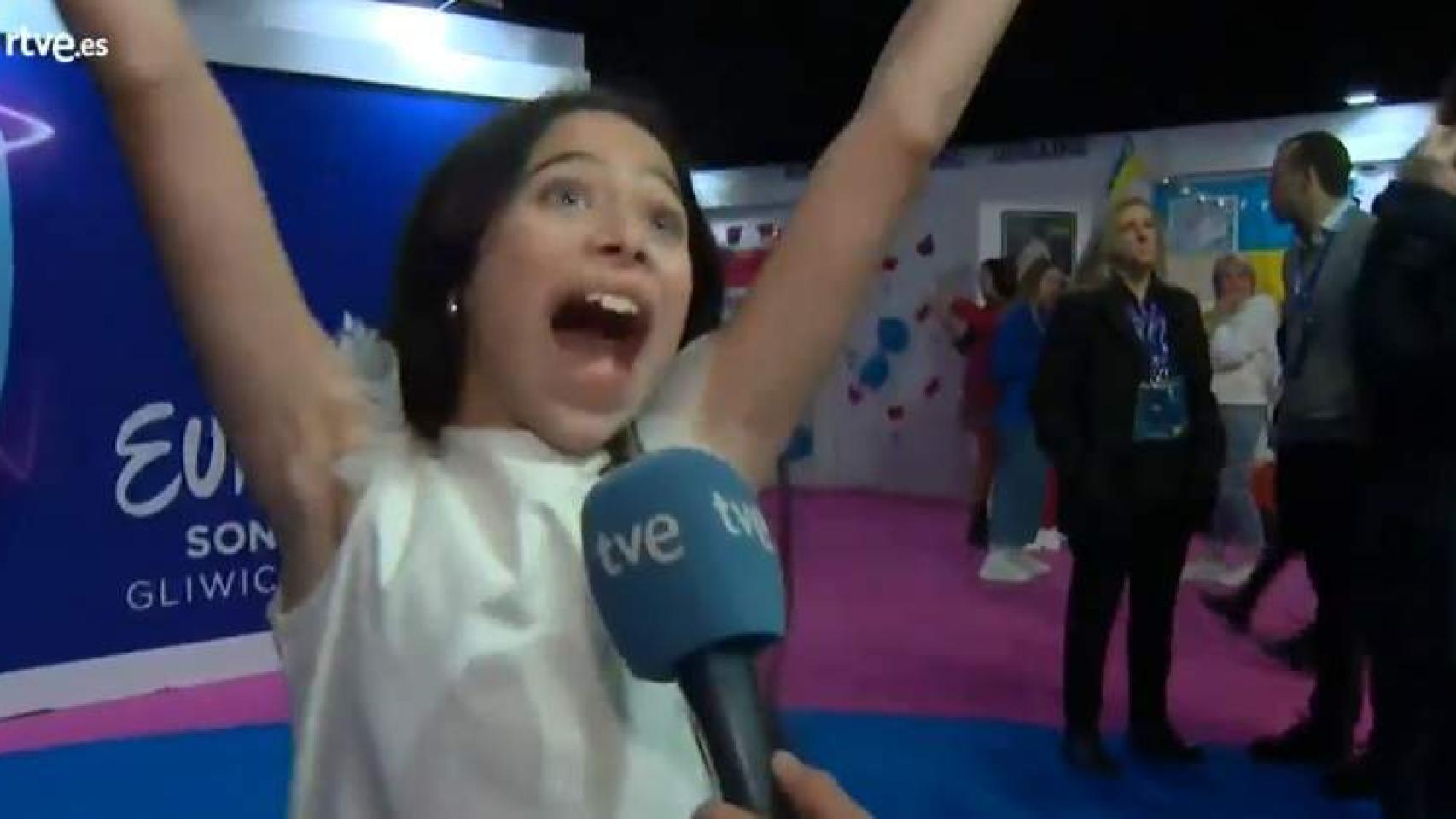 La reacción viral de Melani después de quedar tercera en Eurovisión ...